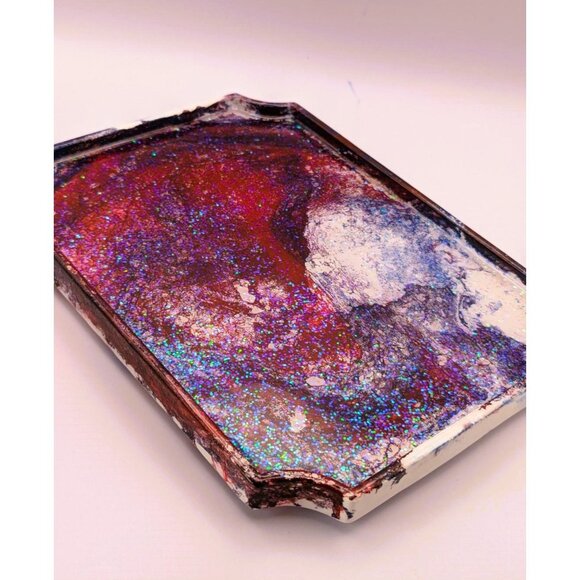 Hand Crafted | Accents | 9 Inch Tray With Arc Corners Red White And ...